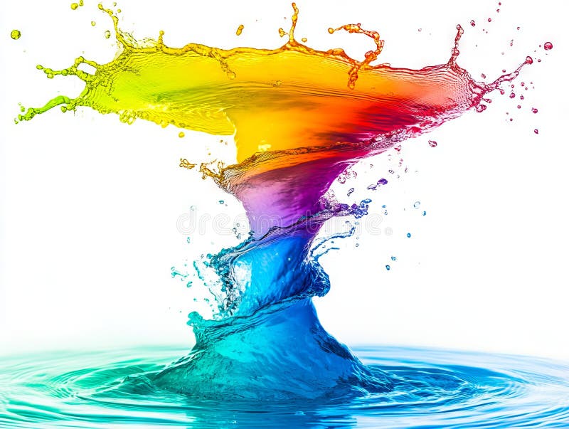 A Rainbow Colored Splash of Water on a White Background Stock Photo ...