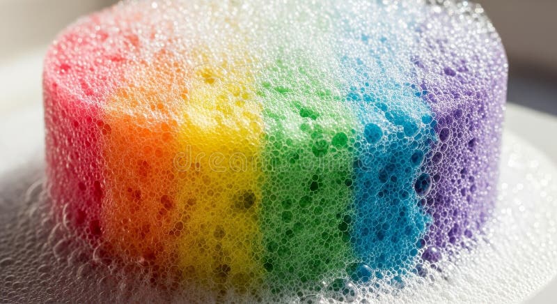 Rainbow Colored Sponge Macro Texture with Vibrant Bubbles and Gradient ...