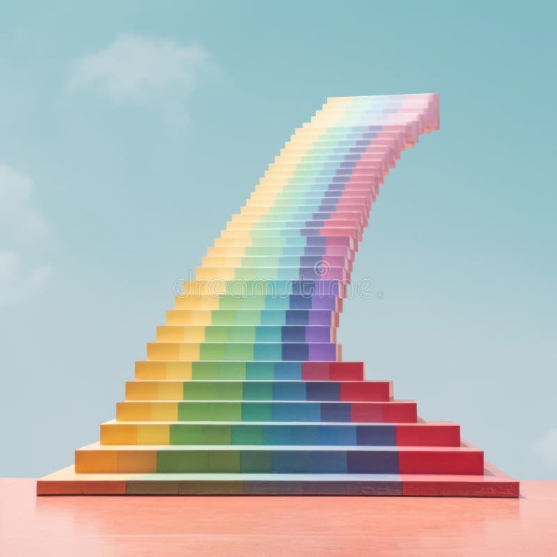 A Rainbow Colored Stair Going Up into the Sky. Generative AI Image ...