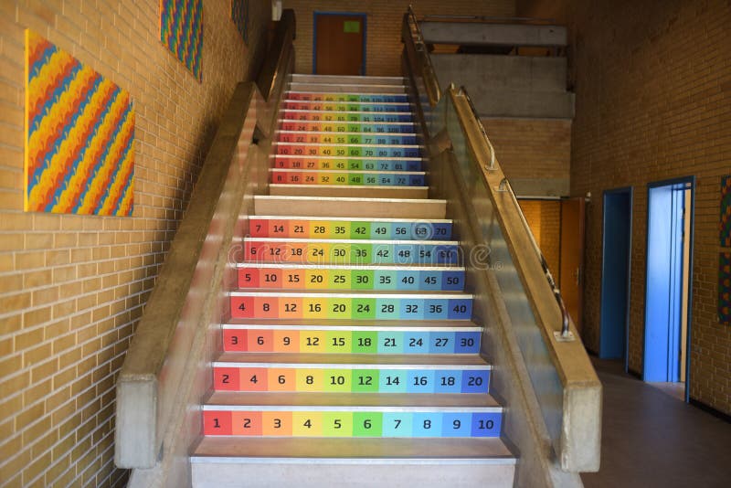 Rainbow Colored Stairs in a School Stock Photo - Image of college ...