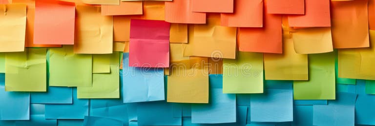 Rainbow-colored Sticky Notes Arranged in a Gradient on a Board. Perfect ...