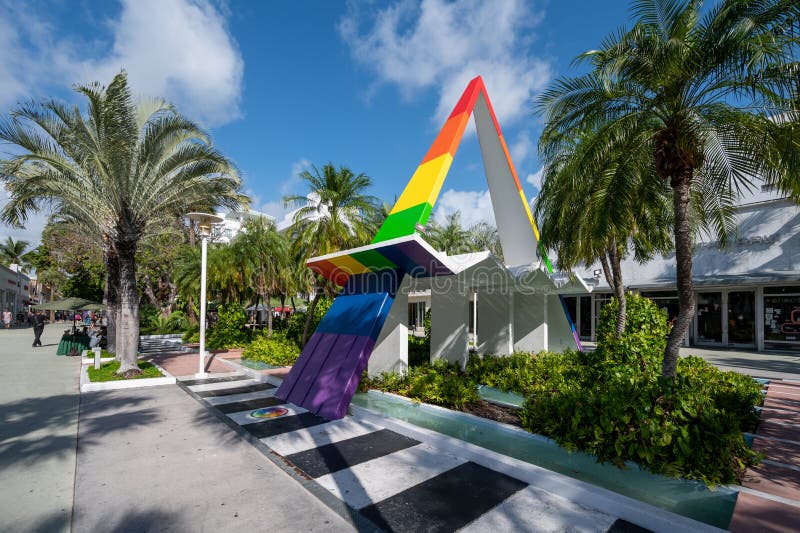 Rainbow Colored Structure on Lincoln Road Mall in Miami Beach, Florida ...