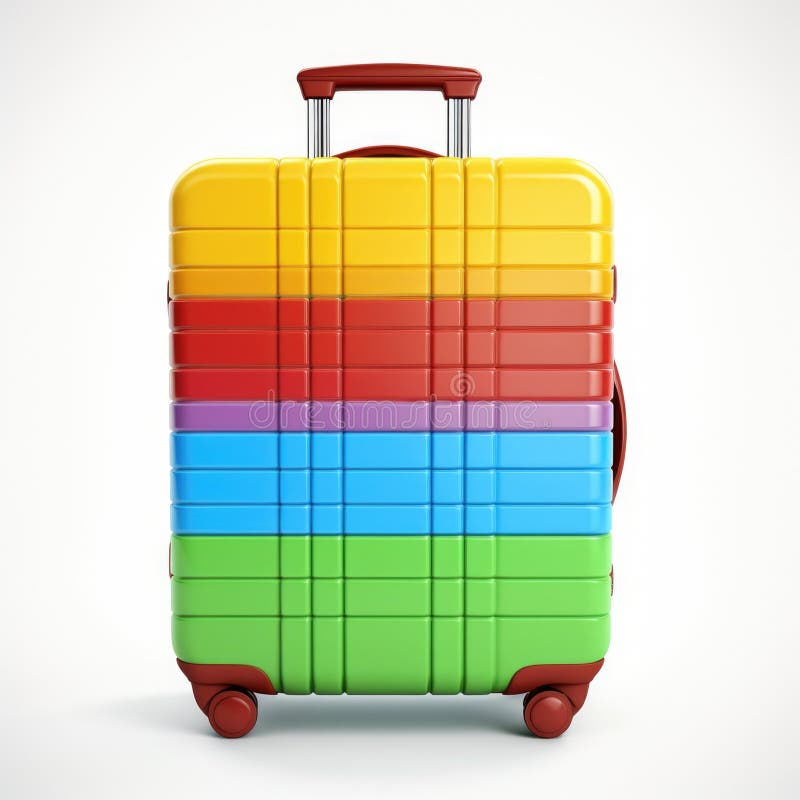Rainbow Colored Suitcase Isolated on White Background Stock Image ...