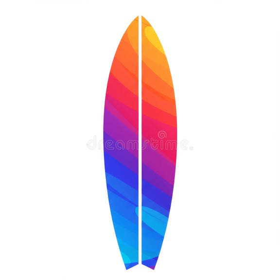 Rainbow Colored Surfboard Design on White Background Stock Illustration ...