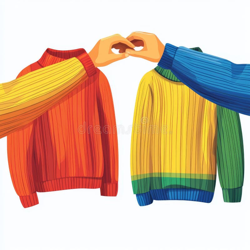 Rainbow Colored Sweaters Forming a Heart Shape Symbolizing Unity ...