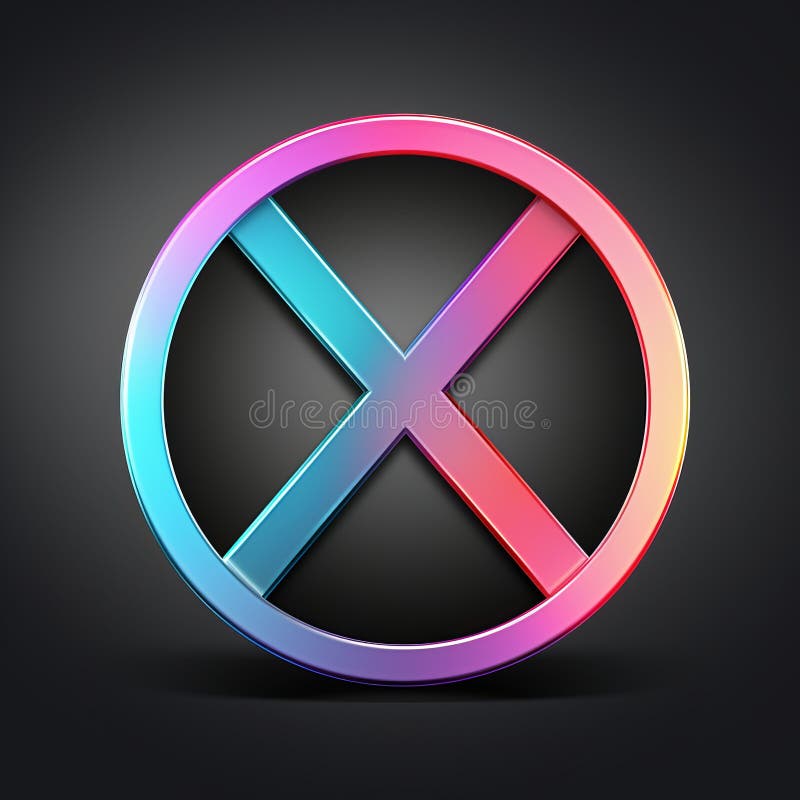 A Rainbow Colored X Symbol on a Black Background Stock Illustration ...