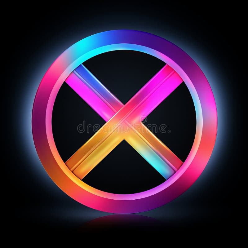 A Rainbow Colored X Symbol on a Black Background Stock Illustration ...