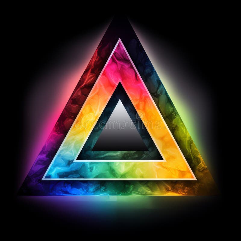 A Rainbow Colored Triangle on a Black Background Stock Illustration ...