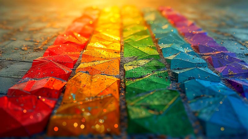 Rainbow Colored Triangles on the Ground Stock Photo - Image of rainbow ...