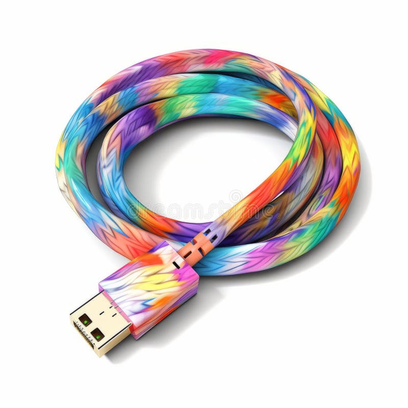 Rainbow Colored Usb Charge Cable with Abstract Illusionism Style Stock ...