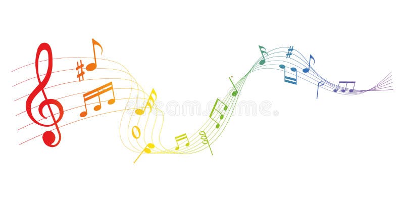 Rainbow Colored Vector Sheet Music - Musical Notes Melody on White ...