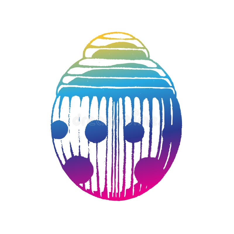 Rainbow Colored Vectorized Ink Sketch of Simple Ladybug Illustration ...