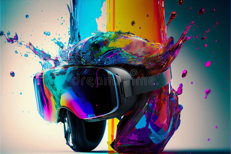 Rainbow Colored Virtual Reality Glasses VR Set Generative AI Stock ...