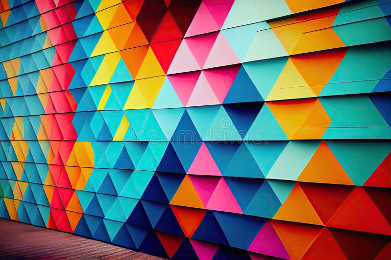 A Rainbow-colored Wall with a Bold, Geometric Pattern. Stock ...