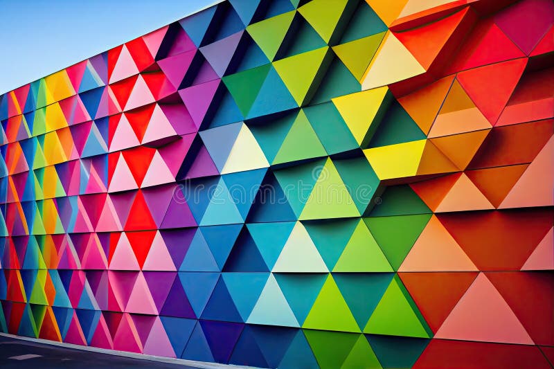 A Rainbow-colored Wall with a Bold, Geometric Pattern. Stock ...