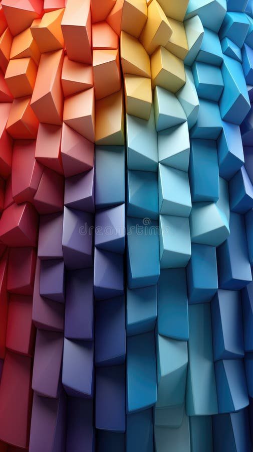 A Rainbow Colored Wall Made of Paper Blocks. Stock Illustration ...