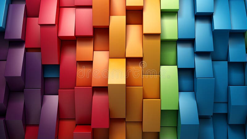 A Rainbow Colored Wall with Many Different Colored Blocks Stock ...