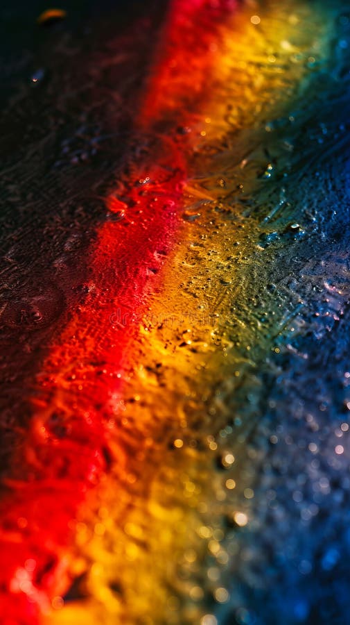 A Rainbow Colored Water Drop on the Ground Stock Photo - Image of water ...