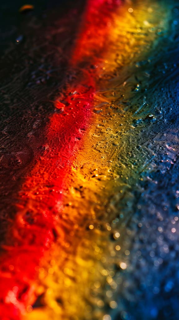 A Rainbow Colored Water Drop on the Ground Stock Photo - Image of water ...