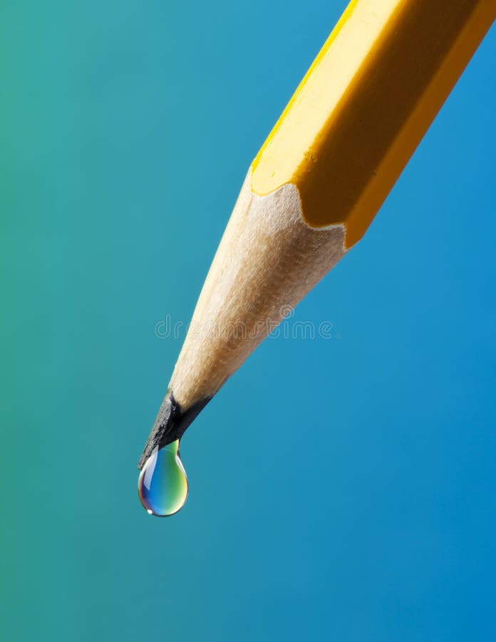 Rainbow Colored Water Drop on Pencil Tip Stock Image - Image of ...