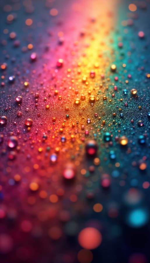 Rainbow Colored Water Drops Background. Abstract Colorful Particles ...