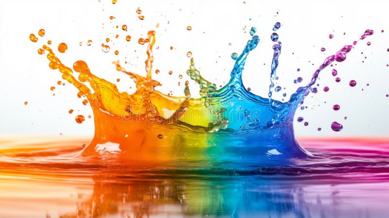 Rainbow Colored Water Splashing Dynamically Stock Illustration ...