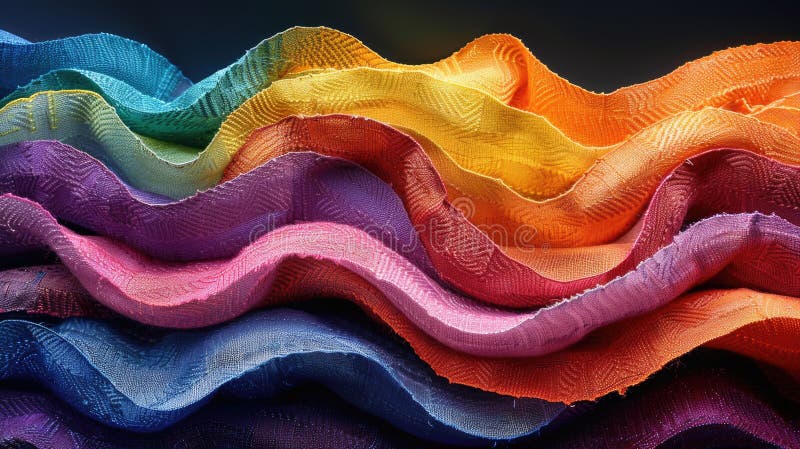 Rainbow Colored Wave in Textile Fabric Stock Photo - Image of vivid ...