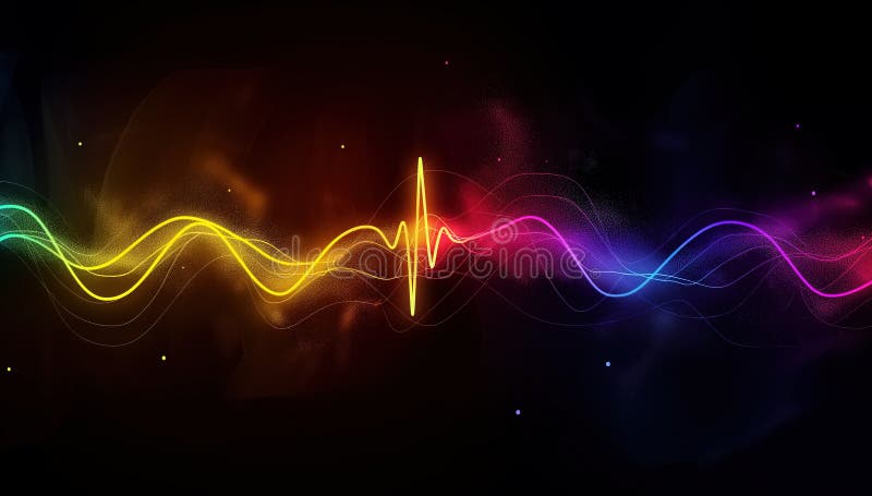 Rainbow Colored Waves Moving through Dark Space. Electromagnetic ...