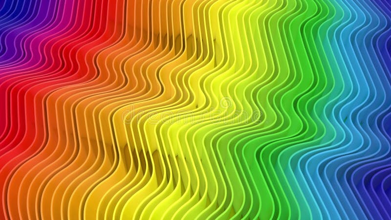 Wavy Wide Animated Lines are Colored in a Gradient. Screensaver with a ...