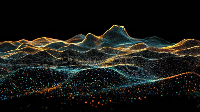 A Rainbow-colored, Wavy Mesh Web in an Abstract, Futuristic Digital ...