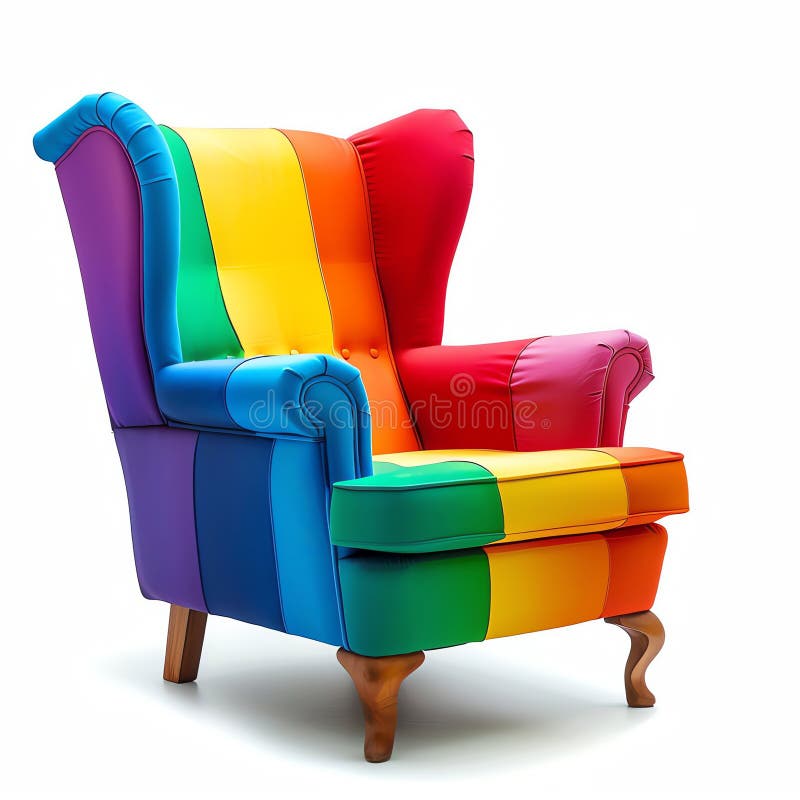 Rainbow Colored Wing Chair, AI Generated Stock Illustration ...