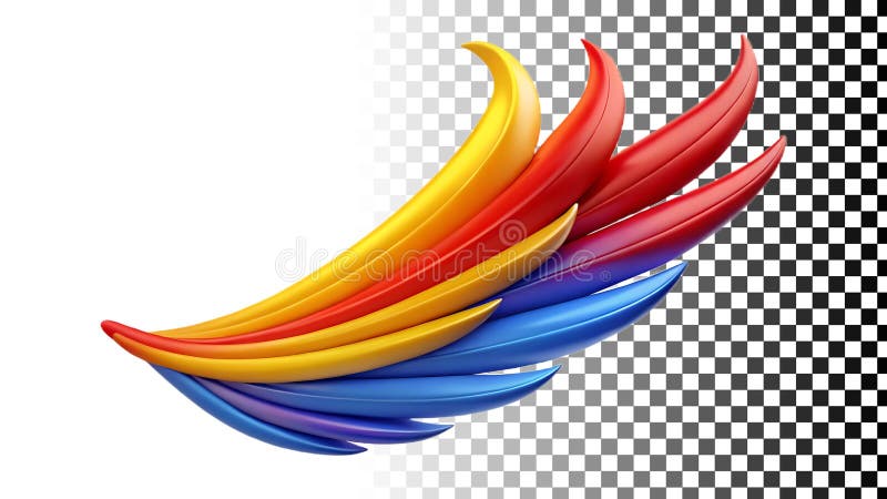 Rainbow Wing, Colorful Feather and Vibrant Decoration Illustration Png ...