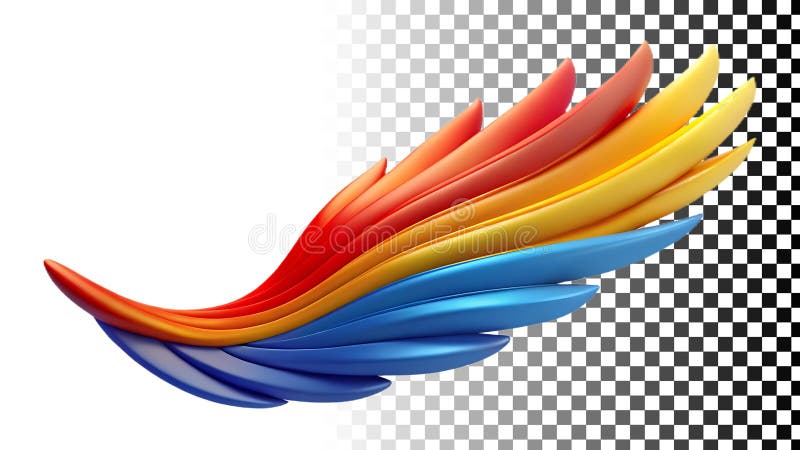 Rainbow Wing, Colorful Feather and Vibrant Decoration Illustration Png ...