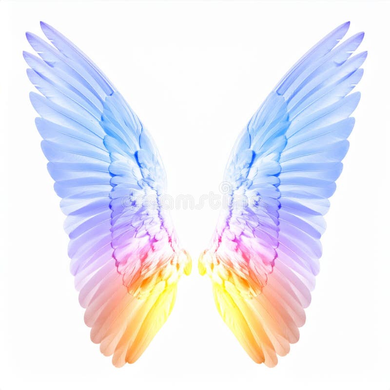 Rainbow Colored Wings on White Background Stock Illustration ...