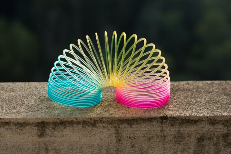 Rainbow Colored Wire Spiral Toy. Editorial Stock Image - Image of curve ...