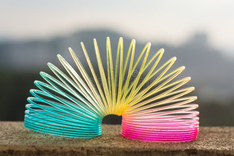 Rainbow Colored Wire Spiral Toy. Stock Photo - Image of circle ...