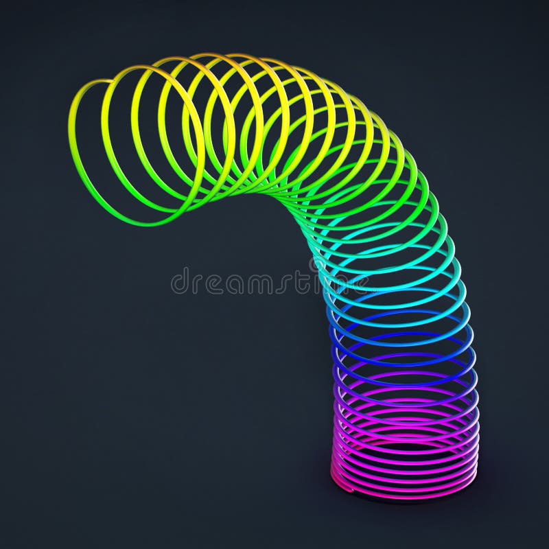 Rainbow Colored Wire Spiral Toy. 3D Illustration Editorial Image ...