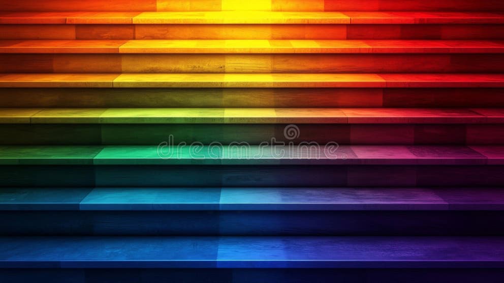 Rainbow Colored Wooden Steps Leading Upwards Stock Illustration ...
