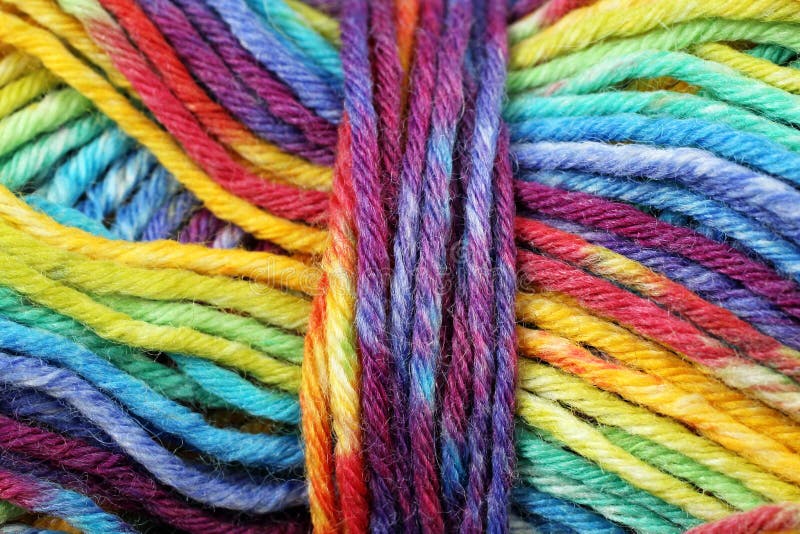 Rainbow Colored Yarn Texture Close Up Stock Image - Image of cotton ...