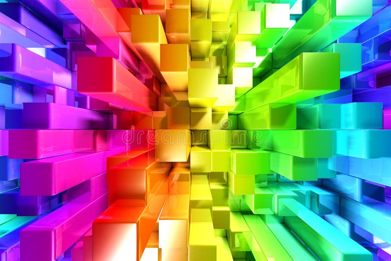 Rainbow of colorful boxes stock illustration. Illustration of purple ...