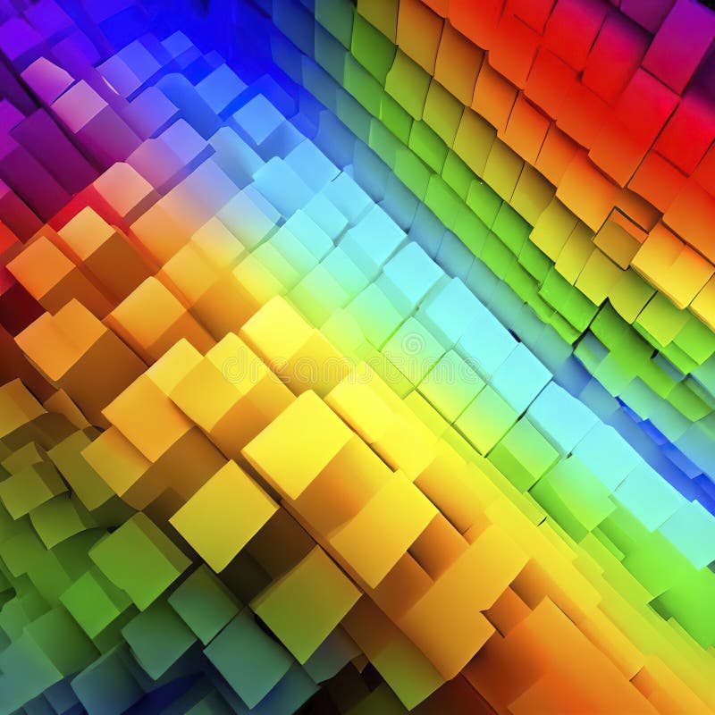 Rainbow of Colorful Blocks Abstract Background Stock Illustration ...