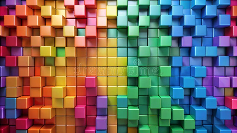 Rainbow of Colorful Blocks Abstract Background Generative AI Stock ...