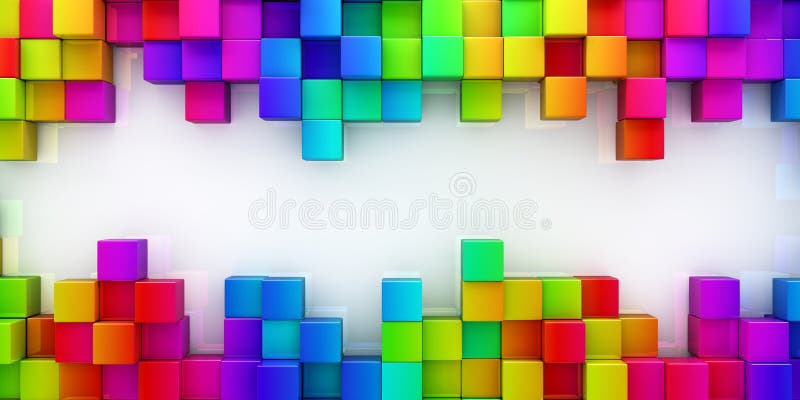 Rainbow of Colorful Blocks Background - 3d Render Stock Illustration ...