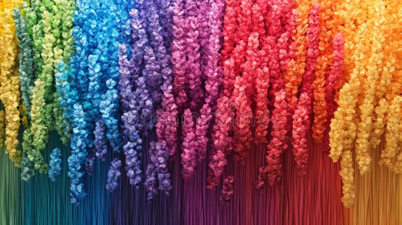 Rainbow Colorful Hanging Flower Arrangement Stock Illustration ...