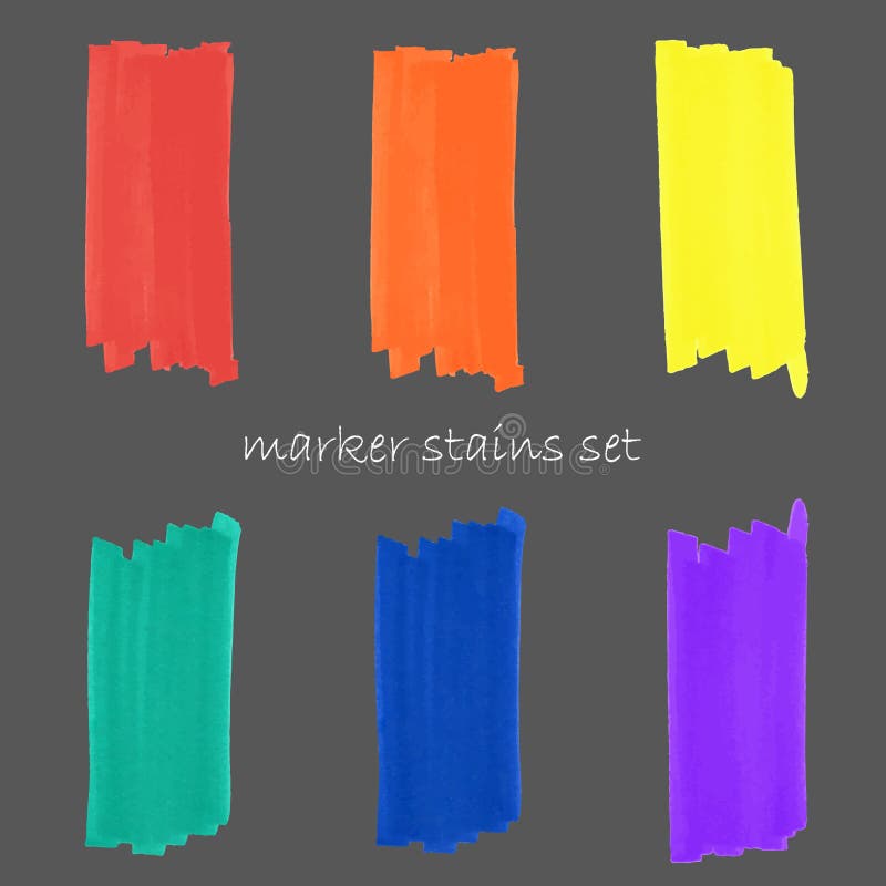 Rainbow Colorful Marker Strokes Set Stock Vector - Illustration of ...