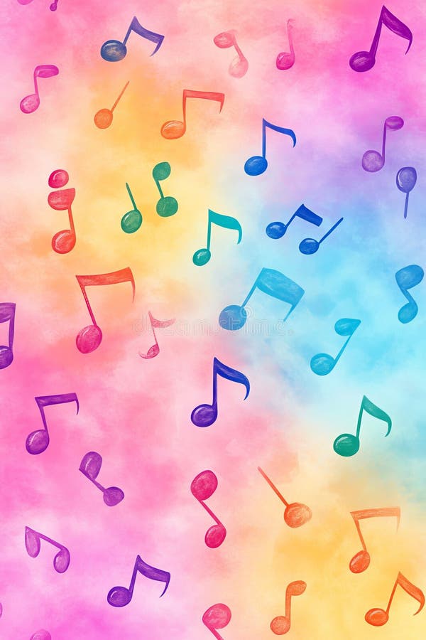 Rainbow Colorful Music Notes Pattern, Entertainment Artistic Background ...
