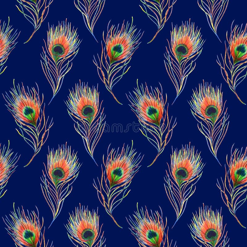 Rainbow Colorful Peacock Bird Feather Seamless Pattern Background ...
