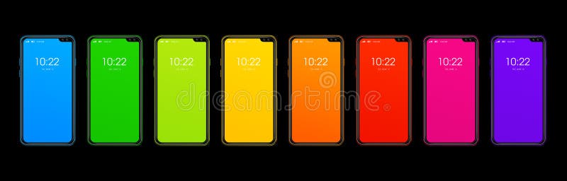 Rainbow Colorful Smartphone Set Banner. Isolated on Black. 3D Render ...