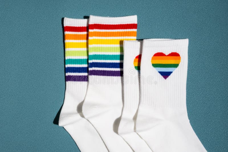 Rainbow Colorful Striped Socks Layout. LGBT Concept Stock Photo - Image ...