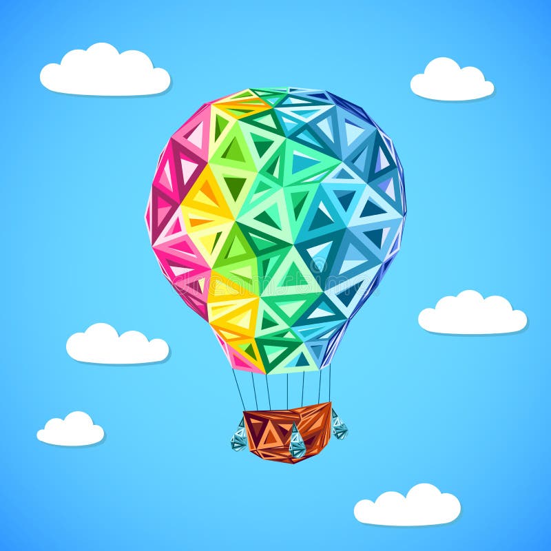 Rainbow Colors Abstract Triangles Flying Balloon Stock Vector ...